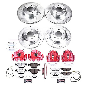 Power Stop Front and Rear KCH11326-26 Z26 Street Warrior Brake Pad Rotor Caliper and Hose Kit
