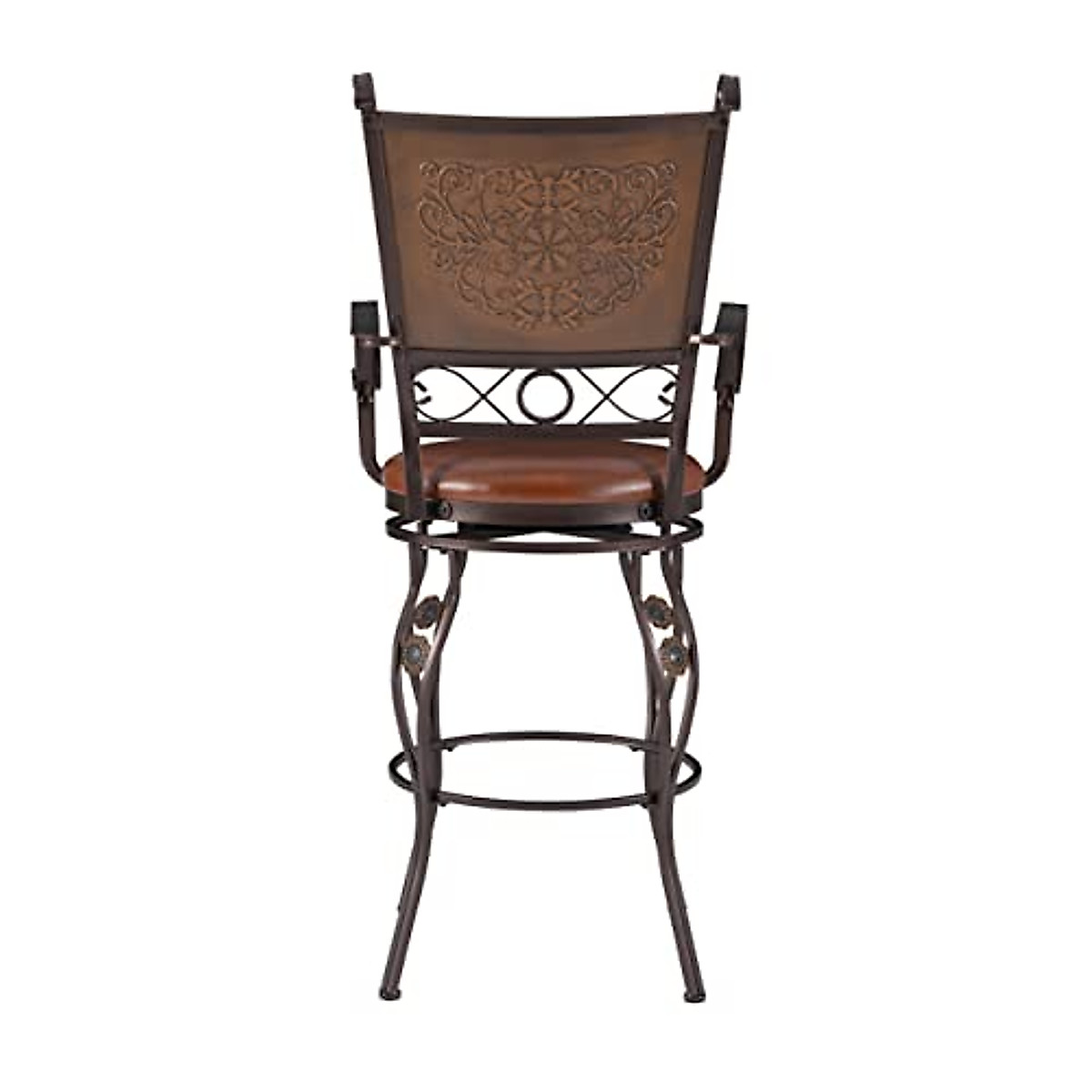 Powell Company Big and Tall Copper Stamped Back Barstool with Arms Bar Stool, Bronze