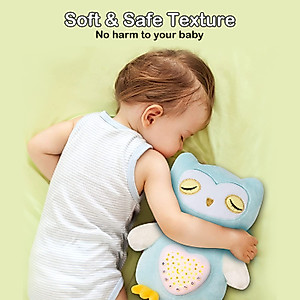 Baby Sleep Soothers, Owl Baby Shusher White Noise Toy Sound Machine Portable, Cry or Noise Baby Activated Machine for Toddler Girl Boy, Olele Plush Night Light Projector Birthday Gifts for Newborns