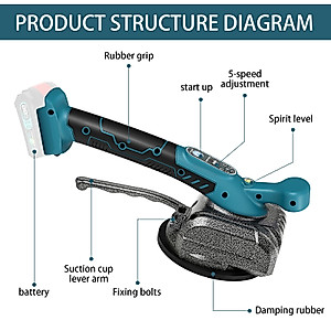 Tile Vibration Tool compatible with Makita 18V Battery, Cordless Tile Vibration Machine with 5 Adjustable Speed & Suction Cup & Digital Display(no battery&charger)