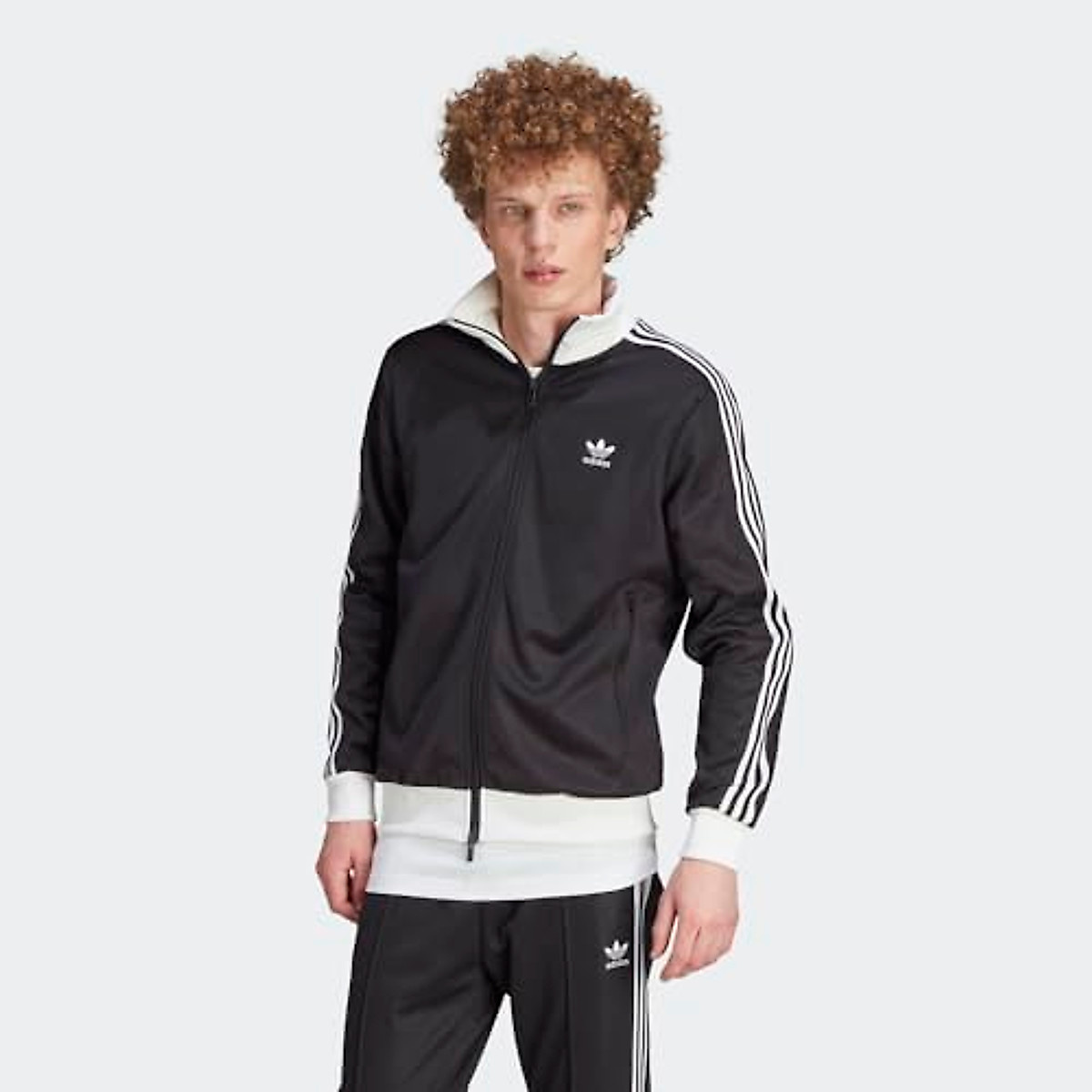 adidas Originals Men's Adicolor Classics Beckenbauer Track Top, Black/White, Large
