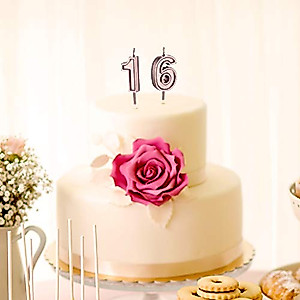 Syhood 16th Birthday Candles Cake Numeral Candles Happy Birthday Cake Candles Topper Decoration for Birthday Wedding Anniversary Celebration Supplies (Rose Gold)