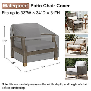 Mrrihand Patio Chair Covers Waterproof, Lounge Deep Seat Cover, Heavy Duty Outdoor Lawn Patio Furniture Covers (33" W x 34" D x 31" H - 2 Pack)