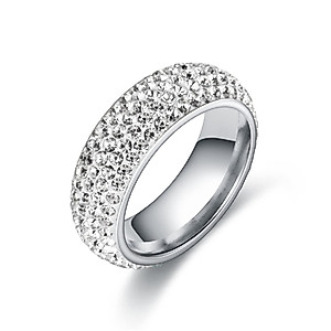 Hip Engagement Female Rings Stainless Bling Hop Steel Wedding Jewelry for Women Ring Men Rings Ring Set for Women (Silver, 11)