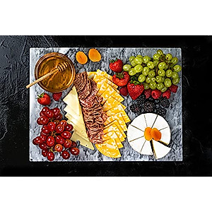 Marble Cutting Board for Kitchen, Serving, Pastry, Charcuterie, Cheese - 16” x 12” and 16” Marble Rolling Pin Combo - Nonslip Feet for Stability - Accessories For Bakers, Gift Home Decor ideas