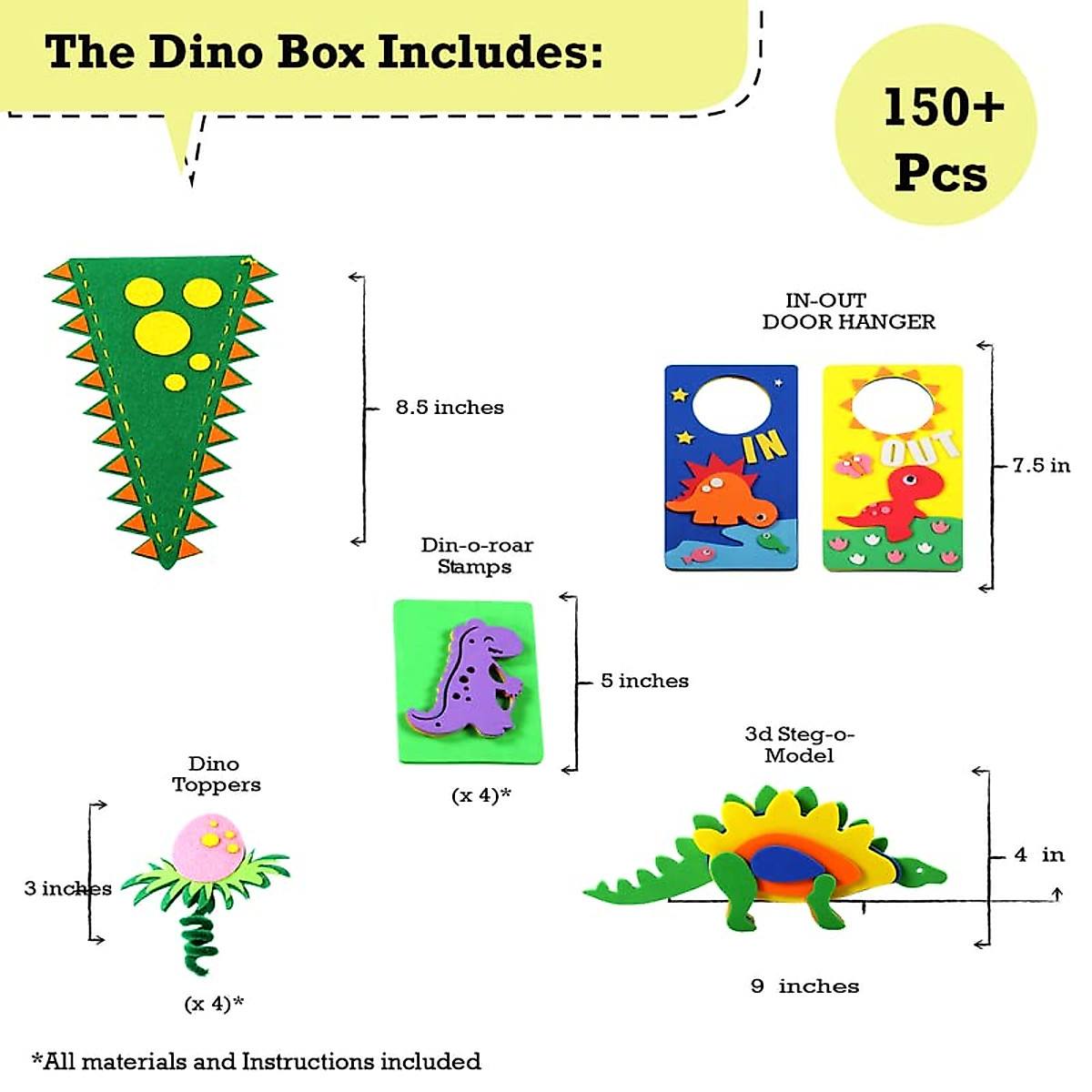 jackinthebox Dinosaur Themed Craft Kit and Educational Toy for Boys and Girls | 6 Activities-in-1 Kit | Great Gift for Kids Aged 5 to 8 Years Old | Learning Stem Toys (Dinosaur 6-in-1)