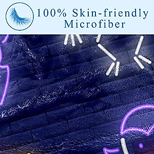 Halloween Party Neon Pattern Prints Soft Warm Cozy Blanket Throw for Bed Couch Sofa Picnic Camping Beach, 150×100cm