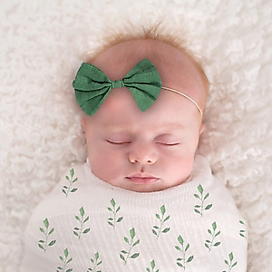 PINNKKU 4-Pcs Organic Cotton Swaddle Set, Baby Muslin Swaddle Blanket, Includes Name Announcement Card, Newborn Swaddle and Hat Set with Matching Bow, Hospital Receiving Blanket, Large 47" x 47”