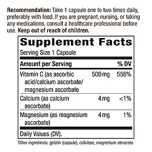 Nature's Way Buffered C-500 Mineral Ascorbate; 500 mg Vitamin C per Serving; 250 Capsules