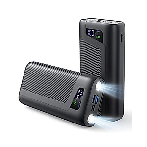 ONLYNEW Power Bank 32000 mAh Portable Charger: PD 20W Super Fast Charger with Powerful Flashlight - Black