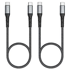SUNGUY USB C to USB-C Cable, [2Pack, 2FT/0.6M ] 60W PD C to C Fast Charger Cable Cord Compatible for Samsung Galaxy S21/S21+/S20+ Ultra, iPad Pro 2020/2018, iPad Air 2020,MacBook Air/Pro and More