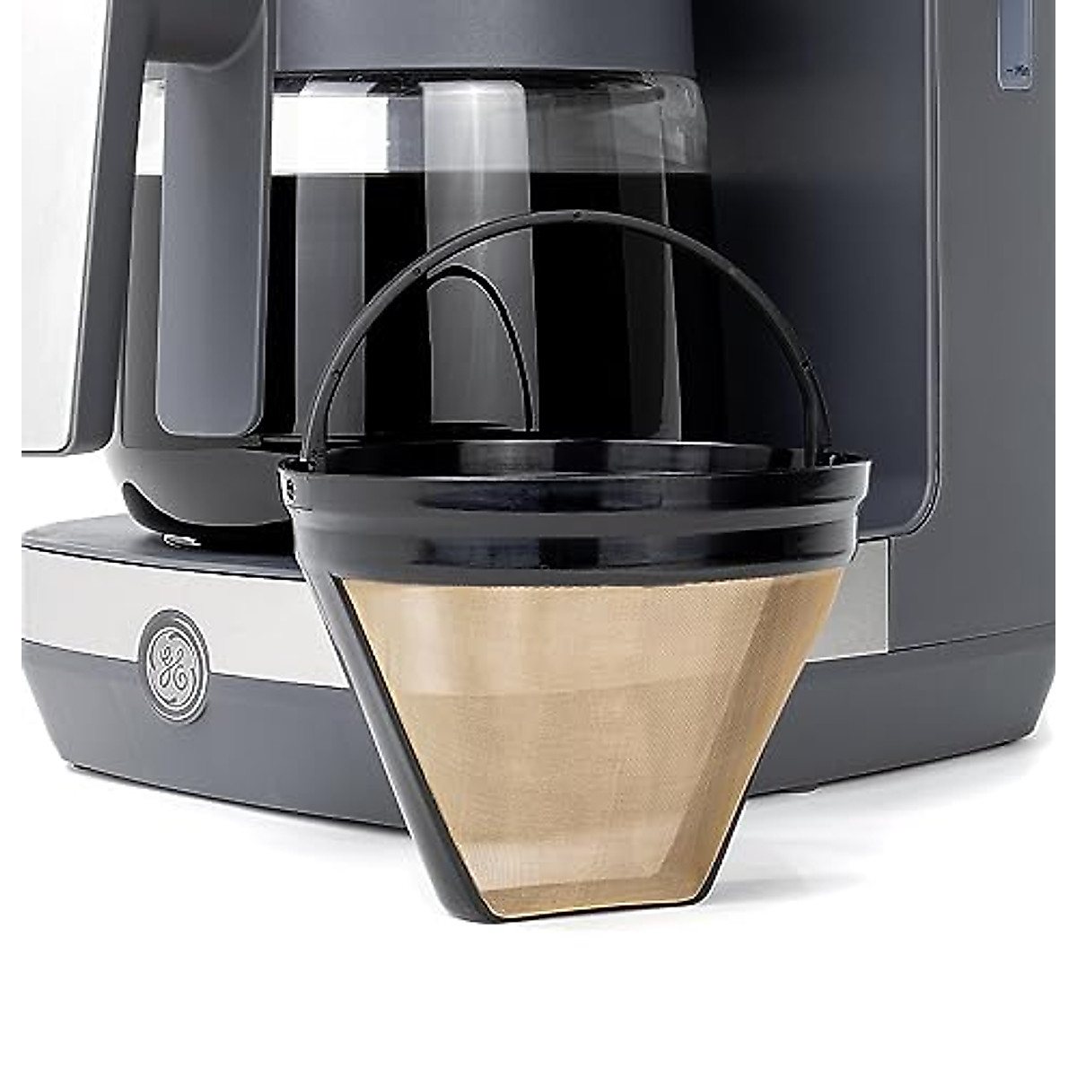 GE Drip Coffee Maker With Timer | 12-Cup Glass Carafe Coffee Pot With Adjustable Keep Warm Plate | Wide Shower Head for Maximum Flavor | Kitchen Essentials | Stainless Steel