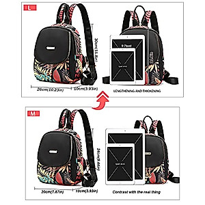 MULTIONS Women Fashion Mini Backpack,Small Backpack Purse for women Travel Shoulder Bags,Waterproof Rucksack Mini Shoulder Bags (Leaves,L)