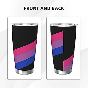 SDERDZSE Lgbtq Bisexual Pride Tumbler 20oz Coffee Cup Insulated Tumblers Stainless Steel Tumbler With Lid Coffee Travel Mug For Home Outdoor