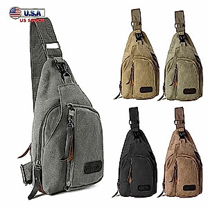 Men Women Sling Bag Chest Fanny Packs Cross Body Travel Sports Shoulder Backpack (Military Green)