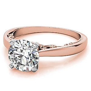10K Solid Rose Gold Handmade Engagement Rings, 2 CT Oval Cut Moissanite Diamond Solitaire Bridal/Wedding Ring for Women/Her, Minimalist Rings Anniversary Ring For Gifts (7.5)
