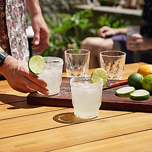 Viski Shatterproof DOF Drinking Glasses - Acrylic Rocks Glasses for Whiskey, Scotch, Bourbon - Dishwasher Safe 11.5oz Set of 4