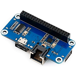 Ethernet/USB HUB HAT Expansion Board for Raspberry Pi 4B/3B+/3B/2B/Zero/Pi Zero W/Pi Zero 2W,with RJ45 10/100M Ethernet Port (Based on RTL8152B Chip) and Three USB Ports,Compatible with USB2.0/1.1