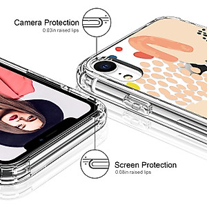 ICEDIO iPhone Xr Case with Screen Protector,Clear with Multi-Colored Painting Patterns for Girls Women,Shockproof Slim Fit TPU Cover Protective Phone Case for iPhone XR