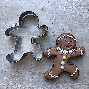 LILIAO Gingerbread Man Cookie Cutter Set Winter Christmas - 3 Piece - Gingerbread Girl, Running Gingerbread Man and Extra Large Waving Gingerbread Man Biscuit Cutters - Stainless Steel