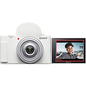 Sony ZV-1F Vlog Camera for Content Creators and Vloggers White Bundle with Lexar 64GB High-Performance 800x UHS-I SDHC Memory Card + Camera Case + 1400 mAh Battery Pack