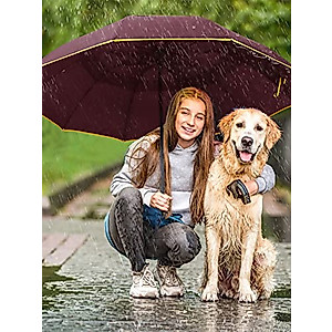 Kalolary 62 Inch Golf Umbrella Extra Large Folding Umbrella Rainproof Compact Umbrella Oversize Double Canopy Vented Waterproof Stick Travel Umbrellas for Women & Men Family Home Use (Red)