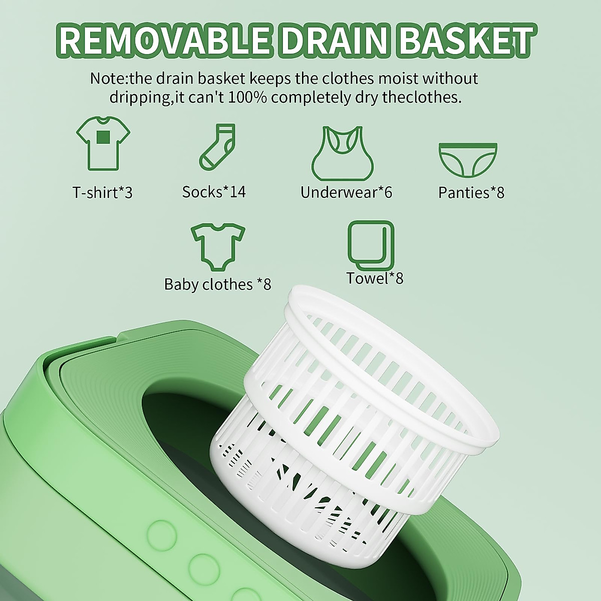 Portable Washing Machine,Mini Washer and Dryer Combo,New Upgraded 9L Large Capacity Foldable Washer.Deep Cleaning of Baby clothes and other Small Clothes.Mini Washing Machine for Apartments, Travel.