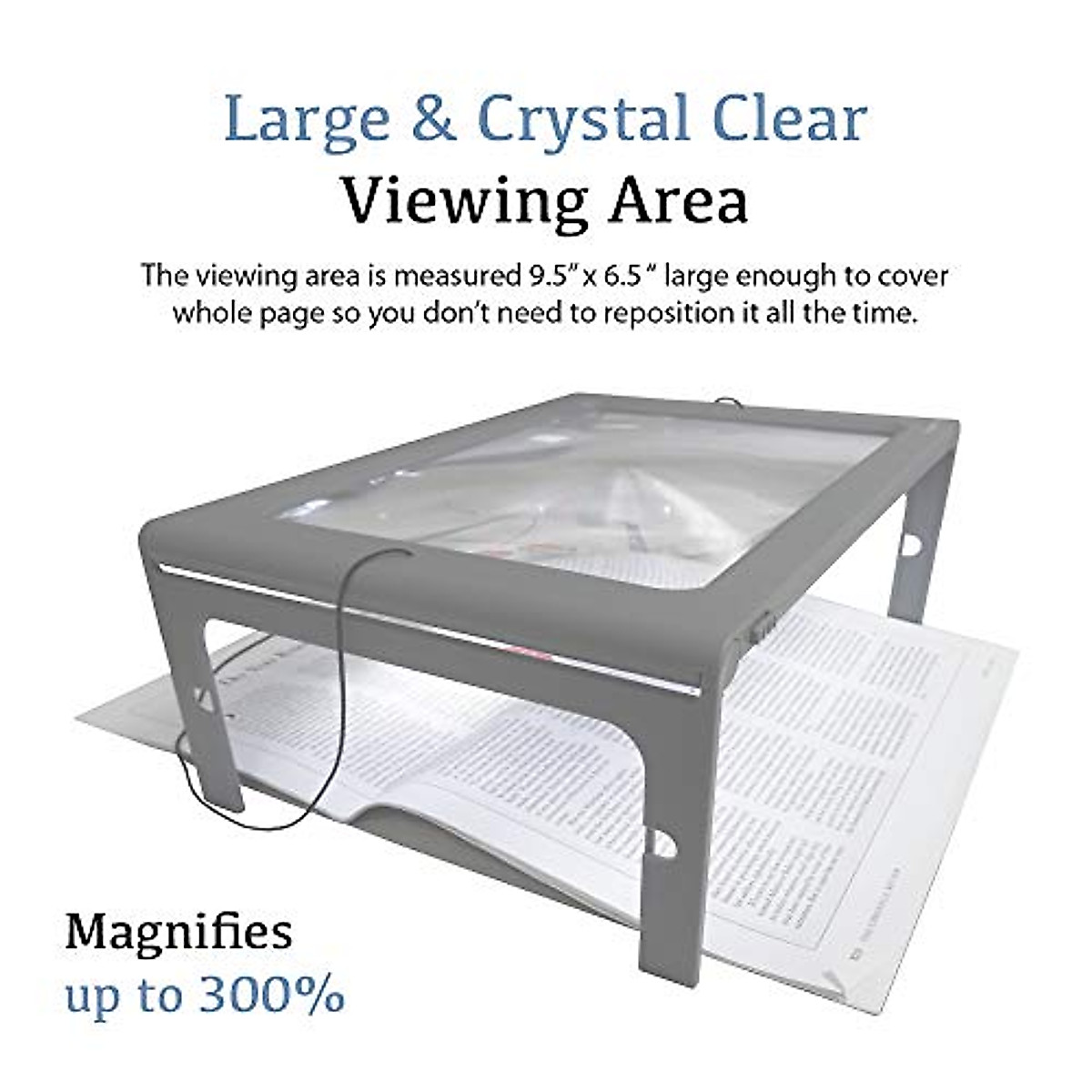 3X Large Full Page Magnifier with 12 LED Lights[Provide Evenly Lit Viewing Area], Foldable Flip-Out Legs, Dual Power Supply Modes- Ideal for Hands Free Reading, Low Vision, Seniors with Aging Eyes