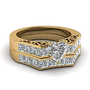 TWO RINGS His Hers Wedding Ring Sets Couples Rings Women's 10k Yellow Gold Filled White CZ Wedding Engagement Ring Bridal Sets & Men's Tungsten Carbide White Cz Wedding Band