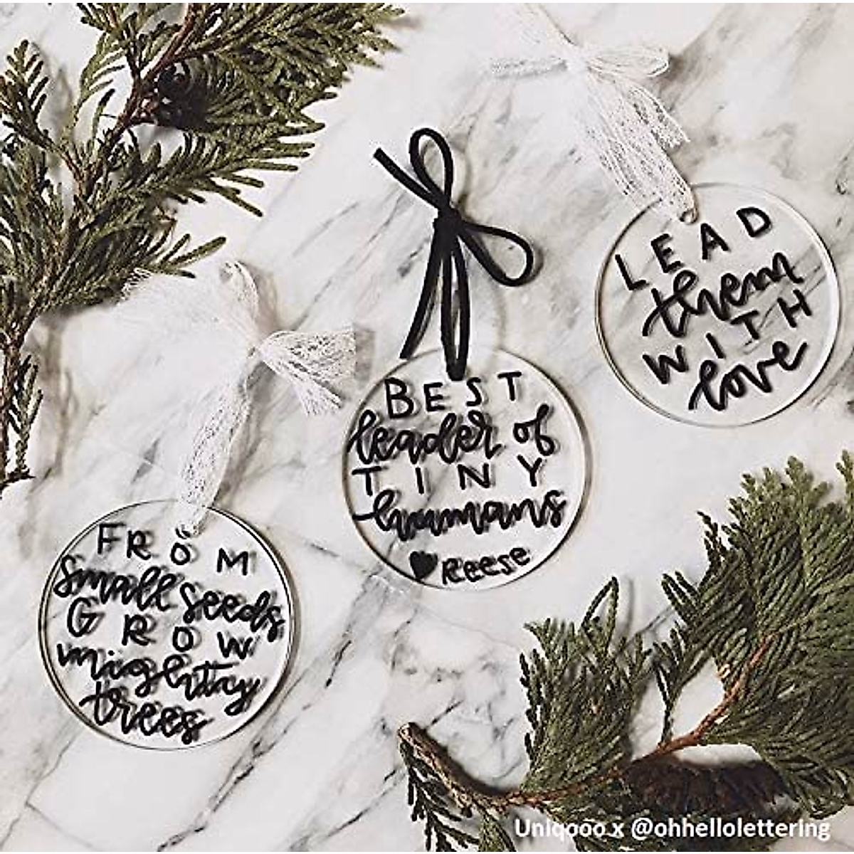 UNIQOOO 3.25“ Clear Acrylic Christmas Tree Ornament, Stocking Gift Tag, Acrylic Blanks, Wedding Gift Tag, Pack of 20