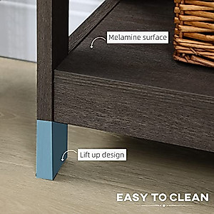 HOMCOM Industrial Style Corner Open Bookshelf with Storage Shelves and Metal X Bar Frame for Living Room, Dark Grey