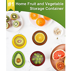 TRIBENDER Silicone Fruit and Vegetable Storage Containers 4 PCS Avocado Saver for Fridge Anti-Oxidation Onion Box Reusable Lemons Holder With Lid Stretch Tomato Keep Fresh (Green)