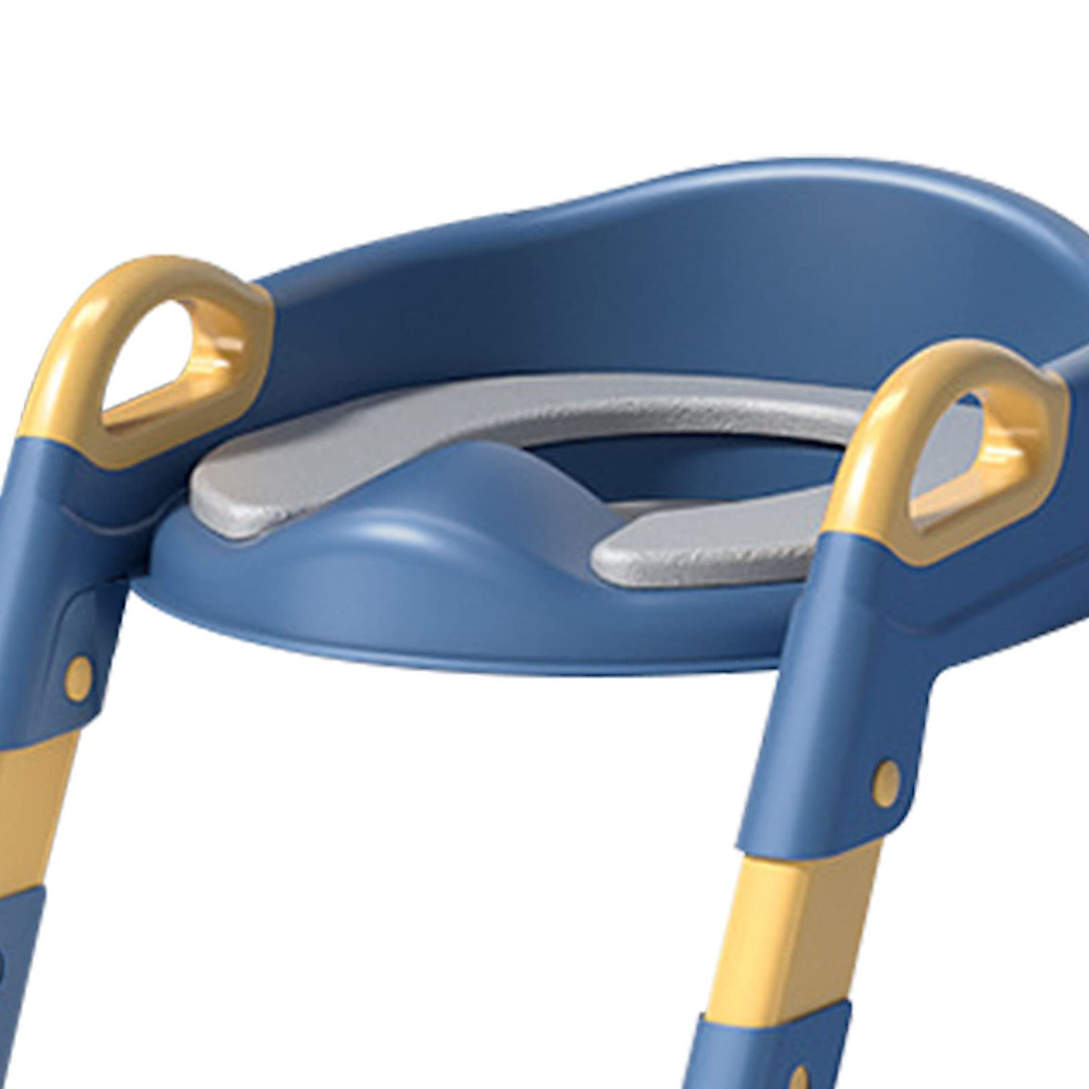 Kids Potty Training Toilet Seat, 2 Colors, Folding Step Stool Prevent Slipping Soft Silicone PU Baby Toilet Potty Seat (Yellow Blue)
