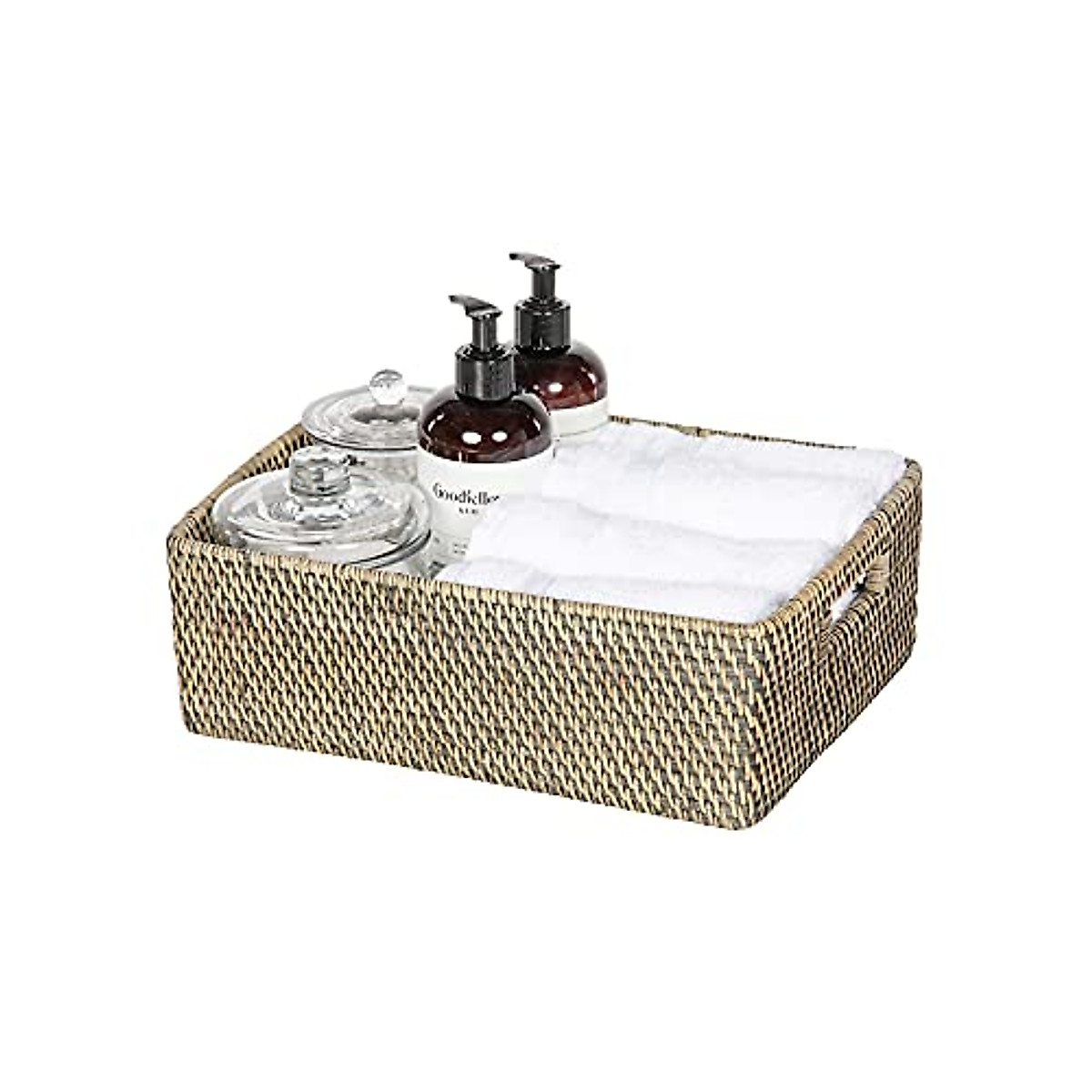 Kouboo 1060122 Laguna Rattan Shelf & Organizing Basket, Gray-Brown