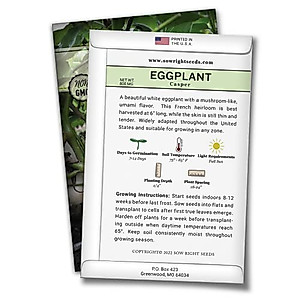 Sow Right Seeds - Eggplant Seed Collection for Planting - Black Beauty, Casper and Long Eggplant Varieties Non-GMO Heirloom Seeds to Plant an Outdoor Home Vegetable Garden - Great Gardening Gift