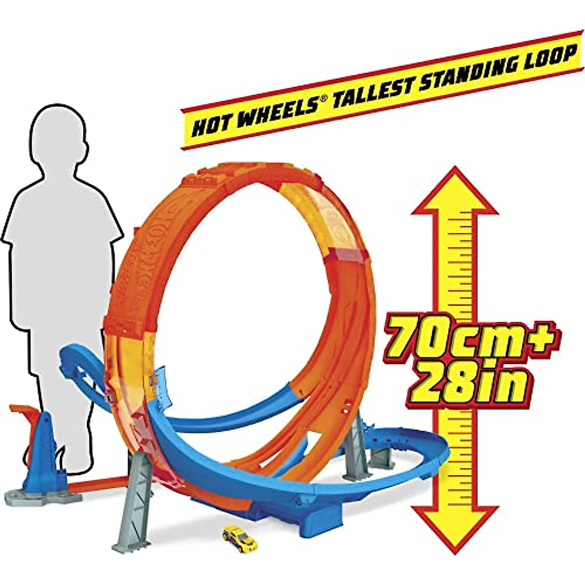 Hot Wheels Toy Car Track Set Massive Loop Mayhem, 28-in Tall Loop, Powered by Motorized Booster, 1:64 Scale Car