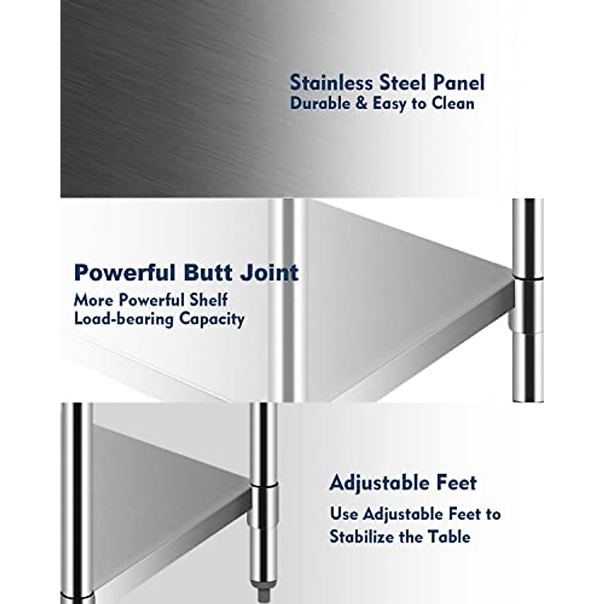 FAHKNS Stainless Steel Prep Worktable 24 x 30 in Sturdy Durable Baffle and Undershelf Restaurant Kitchen Practical Adjustable Workbench