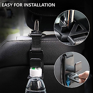 Ouzorp 2Pack Car Seat Headrest Hook, Universal Car Storage Headrest Hanger Holder Hooks Organizer, Durable Backseat Hanger Interior Accessories for Handbag