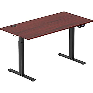 SHW 55-Inch Large Electric Height Adjustable Standing Desk, 55 x 28 Inches, Cherry