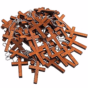 Hicarer Cross Charm Mini Wood Cross Charm Wooden Cross Pendant Hanging Ornament for Men, Women DIY Necklace Bracelet Earring Jewelry Craft Making (120 Pieces)