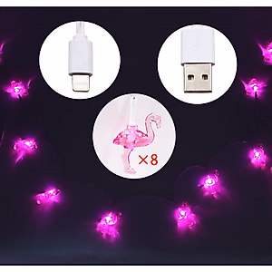 WIND Flamingos Holiday LED Christmas Light Phone Charging Cable, 8 LED Pink 50inch Charger Cord for Phone 14/Pro Max/Pro/Plus,Phone 13/Pro Max/Pro/Mini,12 Pro Max/11 Pro/8/7 Airpods etc