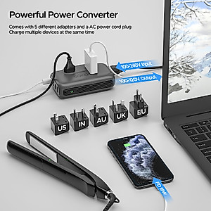 SOKOO International Power Adapter 220v to 110v Converter, Voltage Converter US to Europe with 3 USB A and 1 USB C Step Down Power Converter Adapter Combo for Curling Irons and Hair Straighteners