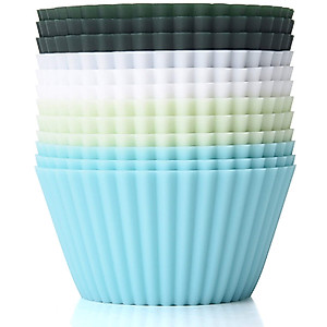 TeaRoo Silicone Baking Cups, Reusable Cupcake Muffin Liners Non-Stick Cup Cake Molds Tip Cup, Pack of 12 Standard Size Cupcake Holder