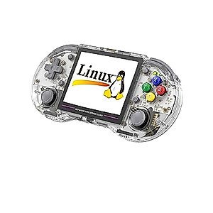 RG353PS Retro Handheld Game Console, 3.5 Inch IPS Screen Linux System RK3566 Chip 16+64G TF Card Preinstalled 8000+ Games (White Transparent)