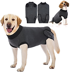 IDOMIK Dog Recovery Suit for Male & Female,E-Collar Cone Alternative,Anti Licking Dog Surgical Onesie with Pee Hole,Breathable Dog Surgery Suit for Spay,Weaning,Skin Problems,Dog Surgical Suit, M