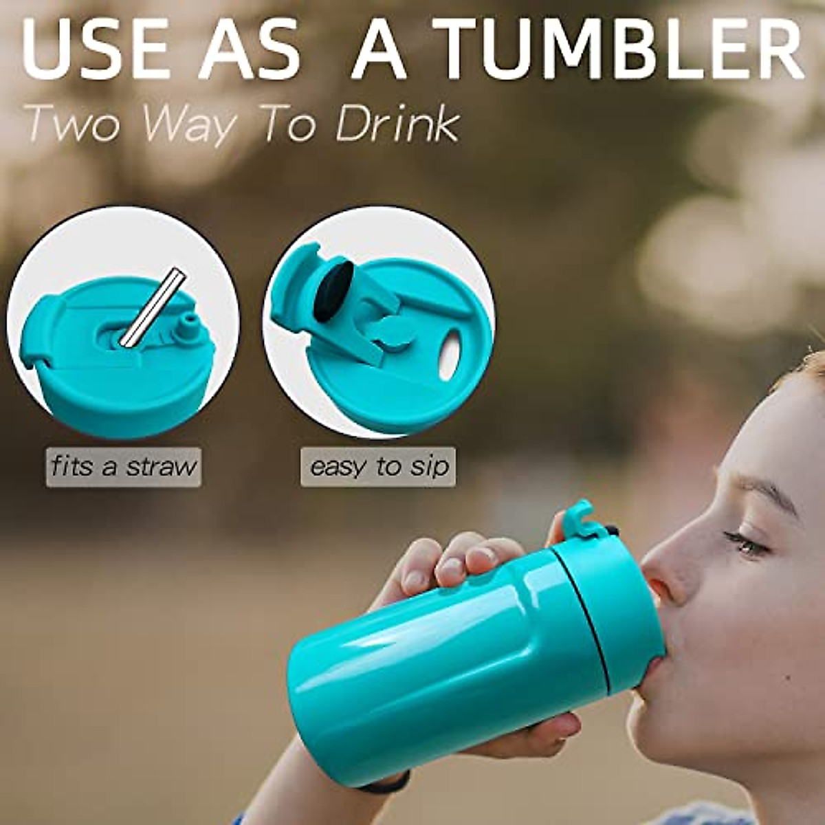 4-IN-1 Insulated Can Cooler with Lid - Newest Signice 12 Oz Stainless Steel Can Cooler Double Walled Vacuum Insulator for Skinny Tall Slim Can/Standard Regular Can/Beer Bottle (Aqua)