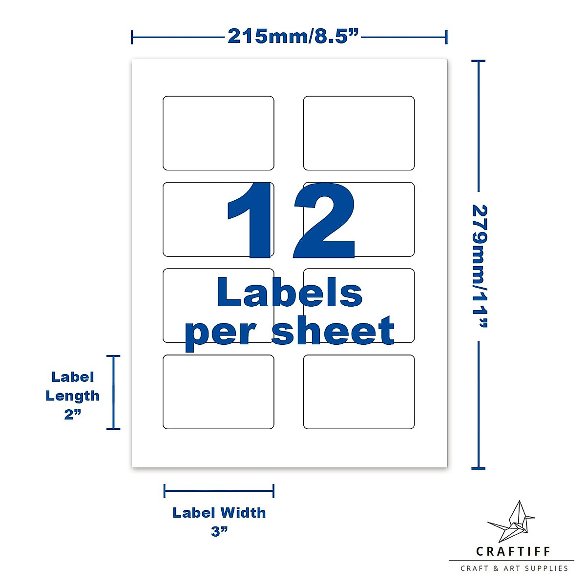 2x3 inch Rectangle Stickers Labels Matte White, Pack of 200, for Inkjet and Laser Printer, Vinyl Sheets Packaging Address Mail Business Craftiff