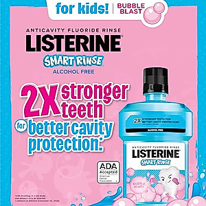 Listerine Smart Rinse Kids Fluoride Anticavity Mouthwash, Bubble Blast Flavor, 500 ml (Pack of 3)