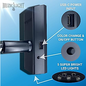 MuzicLight Light Up Guitar Wall Mount, LED Guitar Wall Hanger, Guitar Wall Bracket with Light, Lit Holder for Electric Guitars, Guitar Mount with Color Changing LEDs 5 Colors