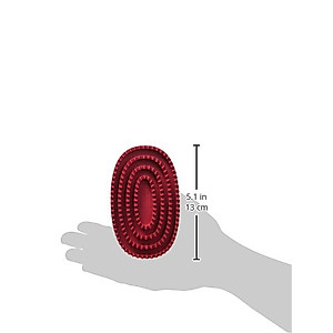 Le Salon Essentials Rubber Curry Grooming Brush with Loop Handle, Red